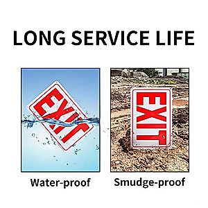 Enjoyist 2-Pack Exit Sign, 10"x 7" .04" Aluminum Reflective Sign Rust Free Aluminum-UV Protected and Weatherproof