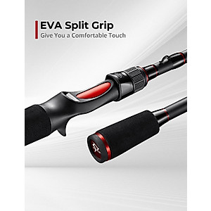 Piscifun Torrent Baitcaster Rod, Portable 2 Piece Casting Rod, Durable Lightweight Sensitive Baitcasting Fishing Rod (6'6" MH-F)