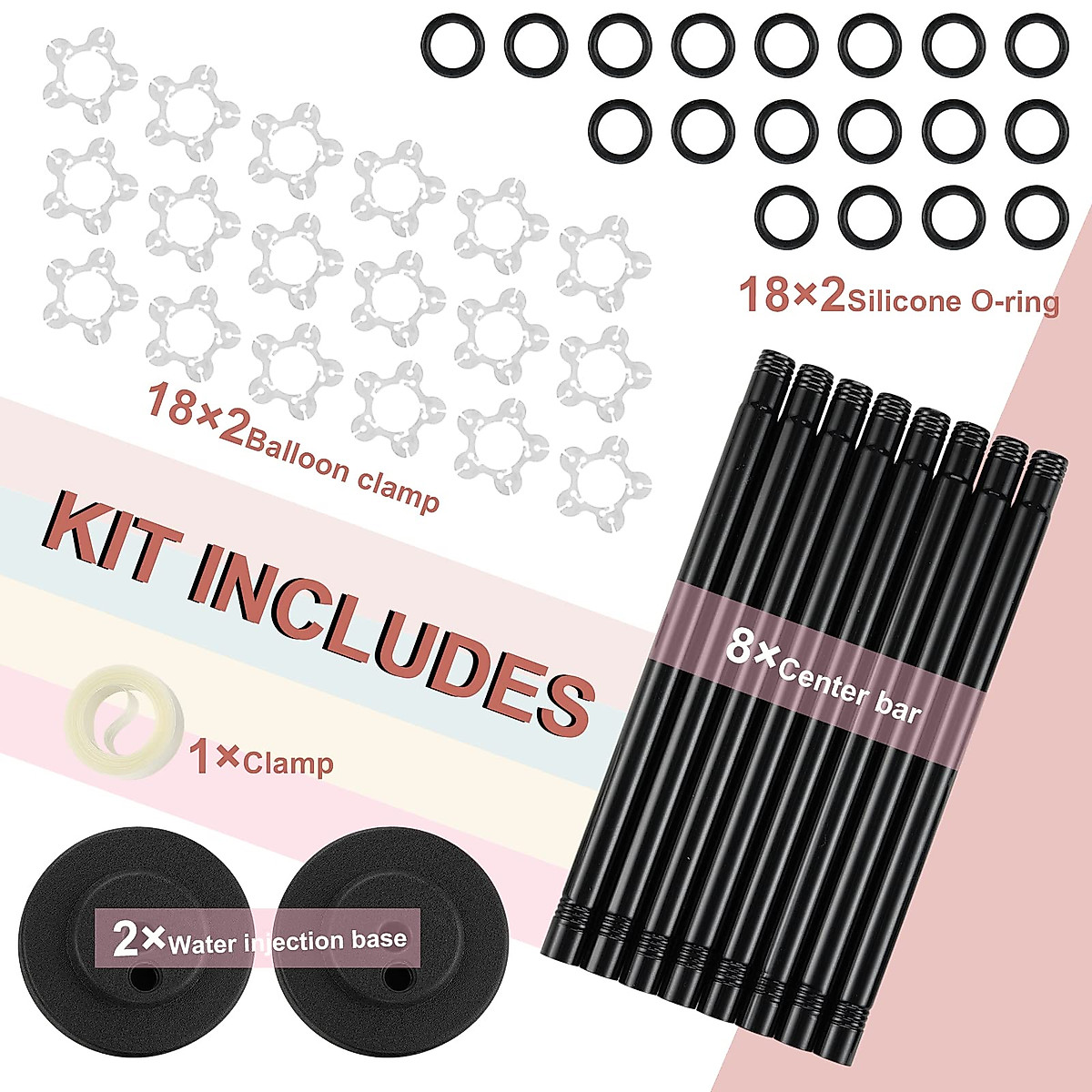 2 Set Balloon Column Stand Kit with Base Pole Balloon Clips Fixed Spike, UPGRADE 65 Inch Height Balloon Tower Decorations for Wedding Baby Shower Birthday Bachelorette Graduation Party Parties Events