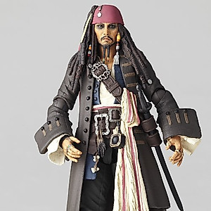 Pirates of the Carribean Revoltech SciFi Super Poseable Action Figure Jack Sparrow by Kaiyodo Jap.