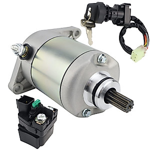 STABSOLI Starter Motor & Solenoid Relay & Ignition Switch for Suzuki ATV KingQuad 400 2WD 4WD LT-A400 LT-F400 2008-2010 3545-016 31100-38F00 3313-719 31210-PWB1-900 SM-14241