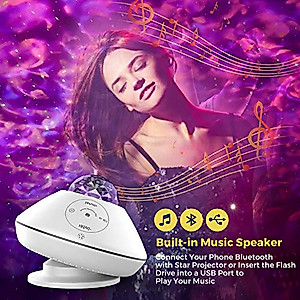 Star Projector Night Light Projector with Remote Control LED Galaxy Ocean Wave Projector Bluetooth Music Speaker for Bedroom, Game Rooms, Party, Home Theatre, Night Light Ambiance, EURPMASK