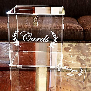 OurWarm Wedding Card Box for Wedding Reception, Clear Card Boxes with Lock, Gift Card Box Money Box Holder For Reception Anniversary Shower Rustic Wedding Decorations Birthday Graduation