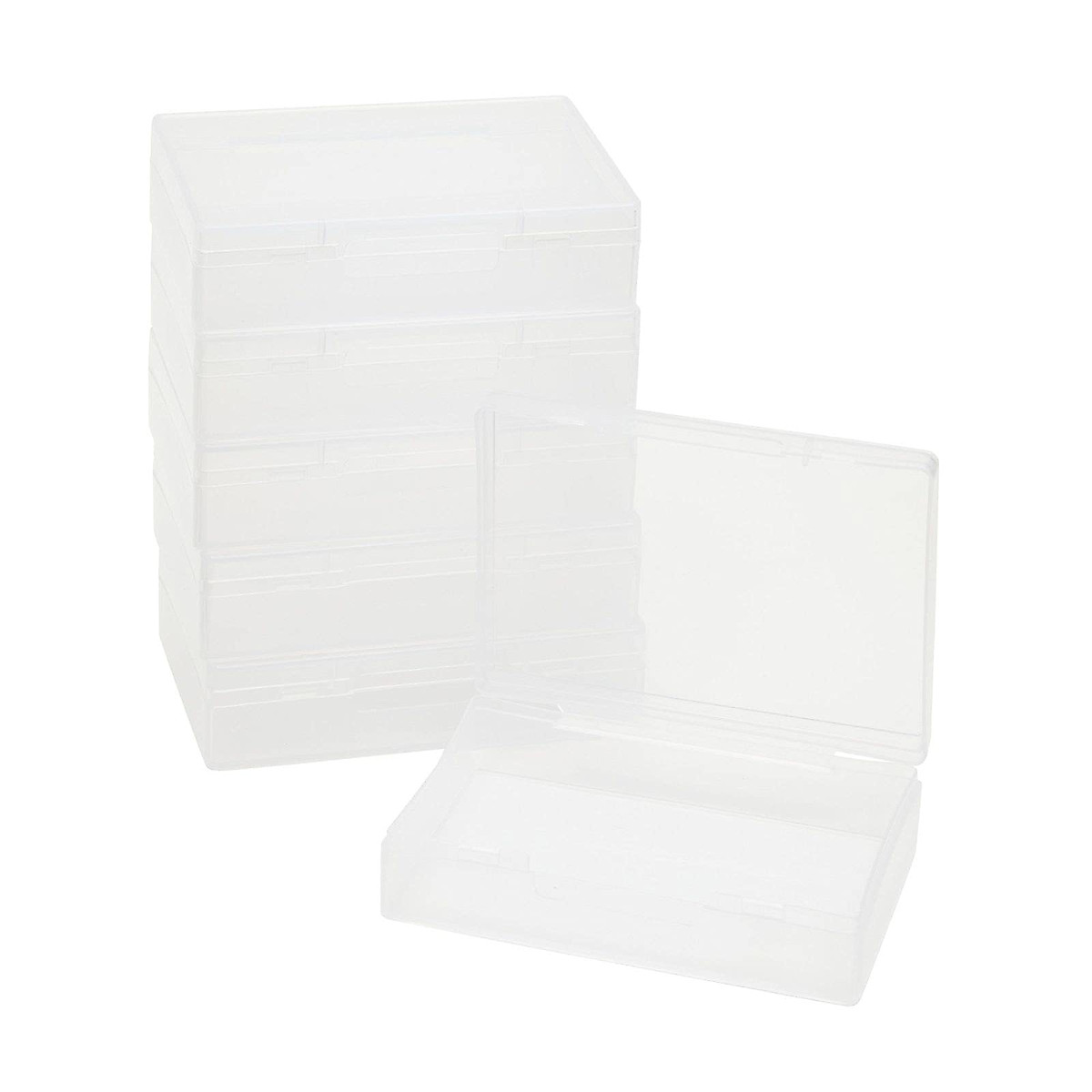 Okuna Outpost 6 Pack Small Clear Plastic Storage Boxes with Lids for School Crafts, TGC Trading Cards Game Travel Cases, 3.7 x 2.5 in