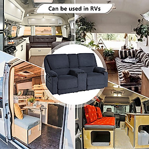 YOCONYO Loveseat Recliner, RV Reclining Loveseat, Home Theater Seating, Manual Loveseat with Console, 4 Cup Holders, 2-Seater Recliner Sofa, RV Furniture for Travel Trailers, Livingroom (Navy Blue)
