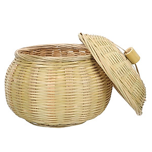 Luxshiny Rattan Storage Basket Decorative Woven Basket with Lid Pumpkin Shape Round Wicker Box Egg Holder Organizer Bin Pot Container for Snack Chess Fruit Makeup S