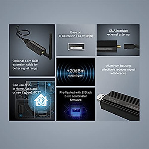 SONOFF Zigbee 3.0 USB Dongle Plus Gateway, Universal Zigbee USB Gateway with Antenna for Home Assistant, IoBroker, Wireless Zigbee 3.0 USB Adapter(1 Pack)