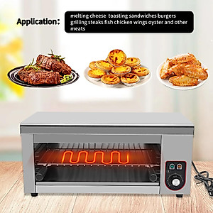 1500W Electric Cheese Melter Grill, 110V Commercial Salamander Broiler Stainless Steel Cheese Melter Machine Countertop Salamander Broiler For Melt Cheese, Toast Sandwiches, Grill Steaks