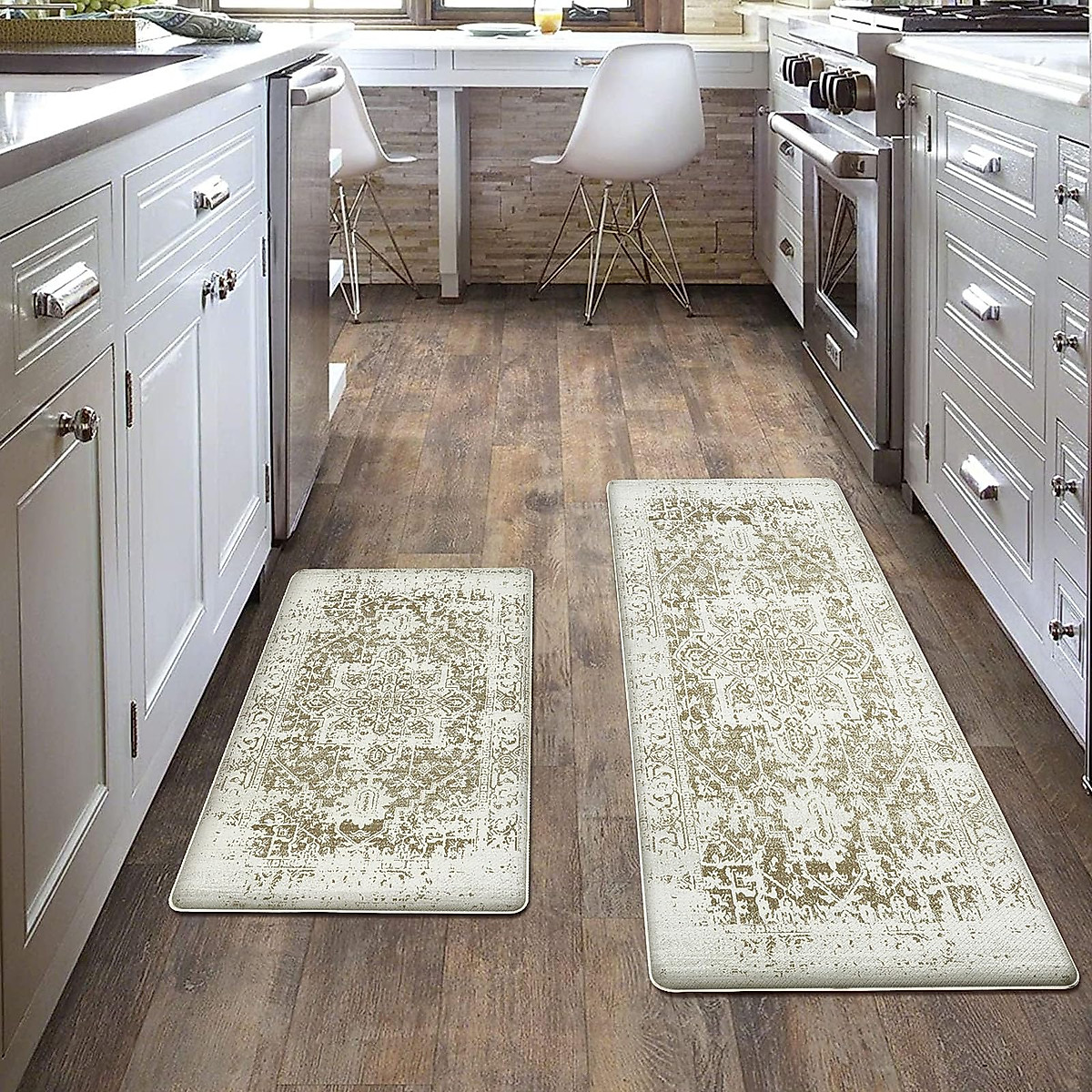 Collive Anti Fatigue Kitchen Mats 2PCS,Non Skid Cushioned Kitchen Rugs and Mats Waterproof Kitchen Mats for Floor Comfort Foam Standing Mat for Home,Kitchen,Office,Desk,Laundry Room