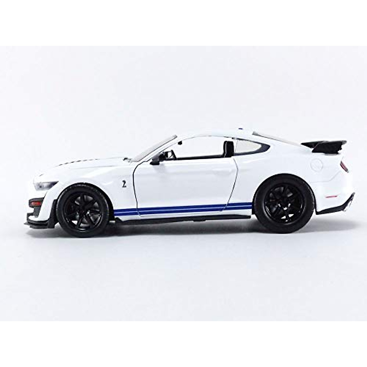 Jada Toys Bigtime Muscle 1:24 2020 Ford Mustang Shelby GT500 Die-cast Car Blue White Stripes, Toys for Kids and Adults