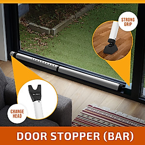 Door Stopper Alarm and Door Security Bar Bundle - House, Apartment, School, Hotel Door Security System, Adjustable Door Stoppers, Sliding Glass Door Security Bar - Lightweight, Portable Doorstops