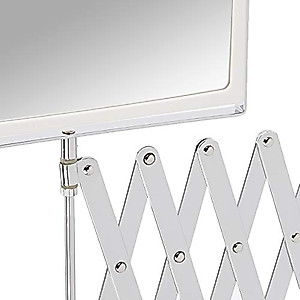 Jerdon 8.3-Inch x 6.5-Inch Two-Sided Swivel Wall Mount Mirror - Vanity Mirror with 5X Magnification & 30 inch Wall Extension - White Base with Chrome Finish Handle - Model J2020C