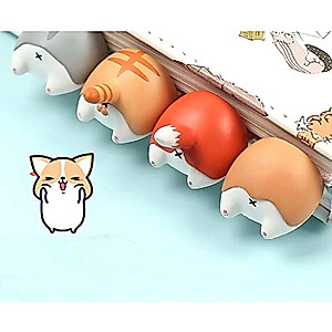 KOOBOOK 4Pcs Lovely Cartoon Dog Cat Hamster Fox Ass Bookmarks Novelty Animal Butt Elasticity Bookmark for Book Reading Gift