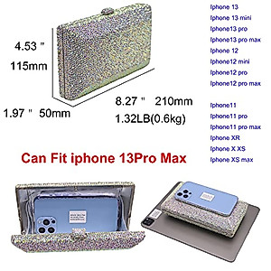 Bestenda Crystal Evening Handbags for Women,Wedding Party Rhinestone Clutch Purse Silver AB