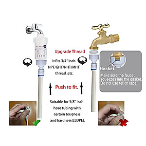 ESHIONG Hose Bib Quick Connect Adapter for Reverse Osmosis Water Filter,NSF Certified 3/4" Female Thread to 3/8" OD Push to Connect Plastic ro Fittings .（Pack 6）