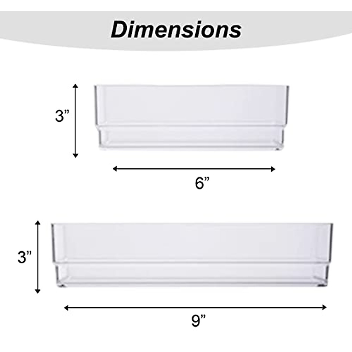 LilGift ARAD 2 Pieces Clear Vanity & Drawer Organizer, Acrylic Organizer, Drawer Divider, Makeup Bathroom Organizer, Kitchen Utensils