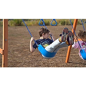 Dolphin Playground Wooden Swing Sets for Backyard, Family DIY Kit for Any Swings, Outdoor Playset for Kids with Trapeze Swing Bar and 2 Belt Swings, Heavy Duty Playground Accessories, Ages 3-12