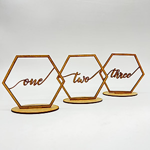 Wedding Hexagon Table Numbers,Modern Number Table Setting Signs, Number Your Table For Events And Business Use, Organize Seating (11-15 Numbers)