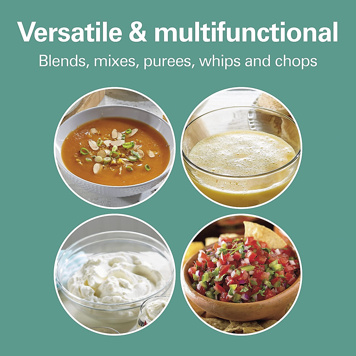 Hamilton Beach Electric Hand Blender Bundle with Hand Blender, Whisk, Chopper Bowl & Mini Food Processor