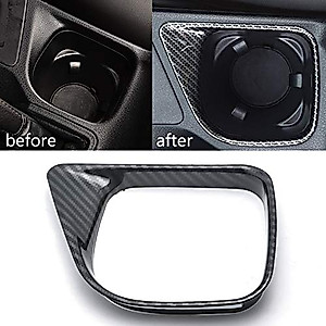 Xotic Tech Inner Water Cup Holder Panel Frame Cover Trim, Carbon Fiber Pattern, Compatible with Toyota RAV4 2013-2018