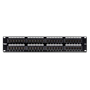 TRENDnet 48-Port Cat6 Unshielded Patch Panel, Wallmount or Rackmount, Compatible with Cat3,4,5,5e,6 Cabling, for Ethernet, Fast Ethernet, Gigabit Applications, Black, TC-P48C6