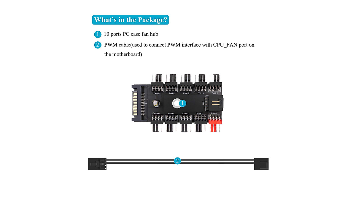 Fancasee 4-Pin PWM Fan Power Splitter Hub for PC Cooling Fans