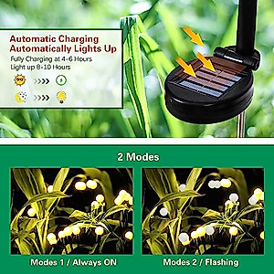 Firefly Solar Garden Lights Outdoor: 4 Pack Solar Firefly Lights Waterproof Lights, 8LED Vibrant Firefly Starburst Swaying Lights,Solar Powered Firefly Lights Applicable to Decoration Planter Outdoor