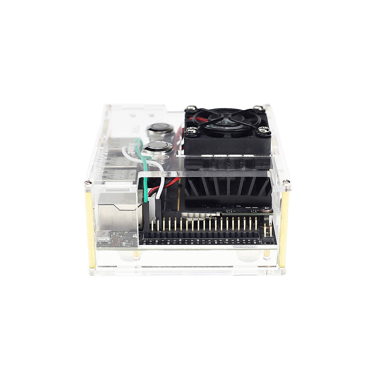 Makeronics Acrylic Case/Enclosure (Clear Transparent) for Jetson Nano with Camera Case for B01 and A02 | Power & Reset Control Switch | Cooling Fan | Assembly Instruction Included