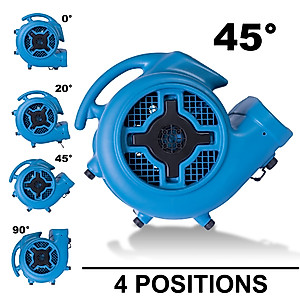 XPOWER P-830 Pro 1 HP 3600 CFM Centrifugal Air Mover, Carpet Dryer, Floor Fan, Blower, for Water Damage Restoration, Janitorial, Plumbing, Home Use…