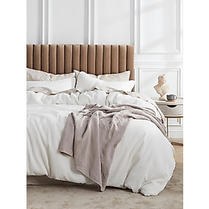 White Waffle Duvet Cover Set, Cotton Bedding Cover, Waffle Quilt Cover, Waffle Bedding Set, Comforter Cotton Duvet Cover, Single, Double, King, Queen Duvet Cover Set (Over Size 120X120)