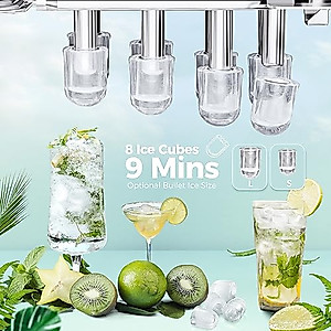 ZAFRO Ice Maker Countertop Ice Machine, 2 Sizes S/L 8 Bullet Ice Ready in 9 Mins, 26.5lbs/24H, Portable Small Ice Maker with Self-Cleaning,Scoop,Basket and Handle,Black for Home/RV/Office/Bar