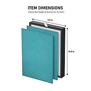 KJ203F True HEPA Replacement Filter Compatible with Colzer 142C, Mooka KJ203F, Elechomes KJ203F-142, PURO XYGEN P500 Air Cleaner Purifier, Model Number KJ203F-142-01-D, 2 HEPA Filter + 4 Pre-filter