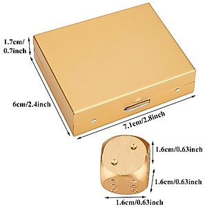 5pcs Table Game Dice, Aluminium Alloy Table Game Poker Games Dices Set with Storage Box for Table Games Poker Monopoly(Gold- Box)