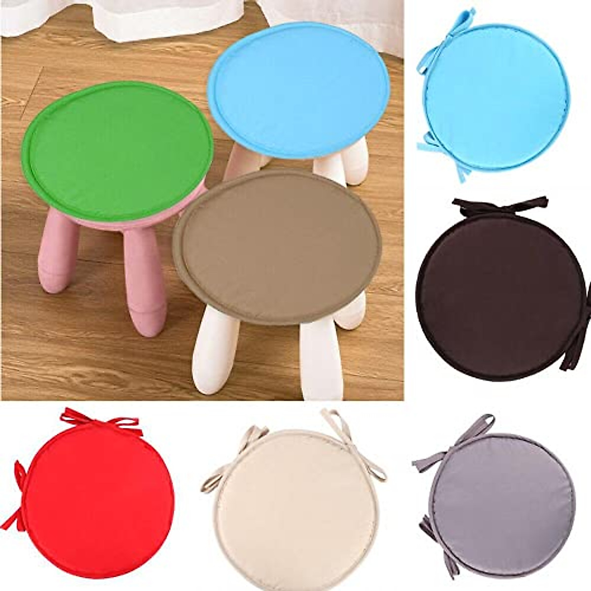 Round Solid Color Washable Cushion Chair Pads,Garden Patio Office Chair Indoor Outdoor Dining Seat Pads Chair Cushion Cover(Navy 30x30cm)