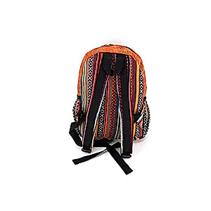 Himalaya Handmade Unique design Himalaya Hemp Backpack Small Backpack Hippie Backpack Festival Backpack Hiking & Tablet Backpack FAIR TRADE Handmade with Love, Rainbow, HBBH-0150