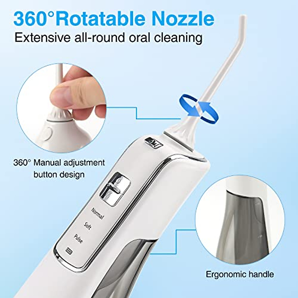 Water Flosser Cordless Teeth Cleaner - Pritech Professional Oral Irrigator Dental Calculus Remover for Travel & Home, Braces & Bridges Care, Tartar Scraper Plaque Remover for Teeth…