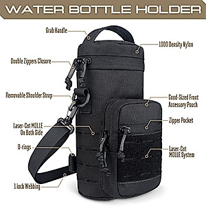 WYNEX Molle Water Bottle Holder, Tactical Water Bottle Carrier Bag of Laser-Cut Design Hydration Pouch with Shoulder Strap Fits Up to 32 oz