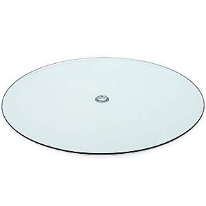 Audio-Visual Direct Tempered Glass Patio Table Top with Rounded Edge (36" with 1 5/8" Center Hole) Includes Free Umbrella Hole Ring and Cup Set