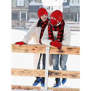 Motarto Winter Warm Set Knitted Beanie, Scarf, Touchscreen Gloves, Warm Cover Cold Weather Gear for Men and Women