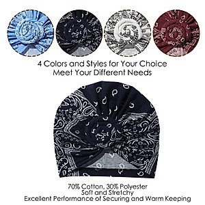 Pre Tied Head Wraps for Women - African Paisley Print Turban Hat Stretch Boho Knot Bonnet Hair Wrap for Black Womens
