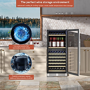 Empava Fridge Cooler Enthusiast Wine Refrigerator, 116 Bottles Dual Zone, Stainless Steel