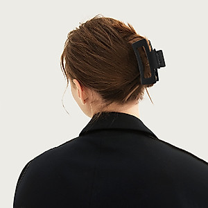 YEEPSYS Hair Claw Clips, Hair Accessories for Women and Girls Thin Hair, Strong Hold Hair Clip (3.5 inch, Matte Black+ Dark Brown)