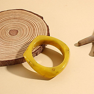 Pingyongchang Multiple Color Square Acrylic Resin Bangle Bracelet Resin Wide Irregular Geometric Plastic Wristbands Cuff Bangle Bracelet for Women Gifts Jewelry-C