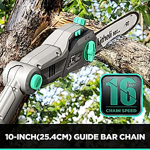 Litheli Cordless Pole Saw,10-Inch 40V Pole Saws for Tree Trimming, Battery Pole Saw for Branch Cutting, Trimming, Pruning, 2.5Ah Battery & Charger Included