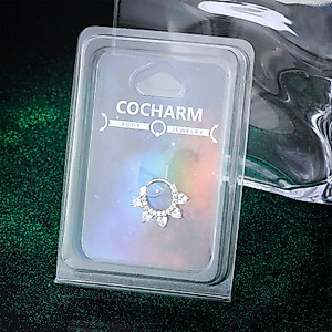 COCHARM 16g 8mm Septum Ring Daith Earrings Silver Septum Nose Rings Flower Septum Rings Surgical Steel Daith Piercing Jewelry Surgical Steel…