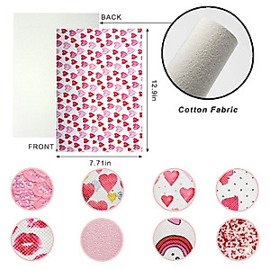Hying 8 PCS Holiday Pink Faux Leather Sheets for Crafts, 8×13 Inch Glitter Synthetic Leather Sheet Love Hearts Faux Leather Fabric Sheets for Earrings Hair Bow Keychain Valentines Wedding Decorations