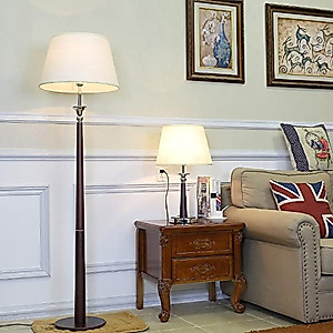 GRFIT Indoor Floor Lamp American Country Floor Lamp Modern Chinese Wood Living Room Bedroom Hotel Lobby Floor Light Luxury LED Table Lamp Standing Reading Lamps