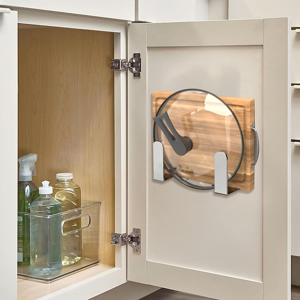 Pot Lid Rack Holder Stainless Steel Pot Lid Organizer Wall Mounted Design Pan Lid Organizer Cutting Board Holder for Place Pot Covers, Cutting Boards,Bakeware Dish Plate,Serving Trays(7.9*3.2in)