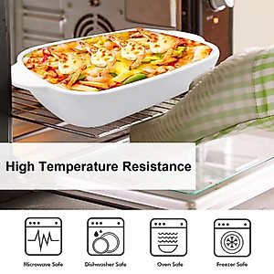 Small Ceramic Baking Dish Pan, 9 x 6inches Mini Casserole Dishes with Handles, Rectangular Baking Pans Nonstick Porcelain Bakeware Set Dish Set for Oven Cooking, 2-Piece, White