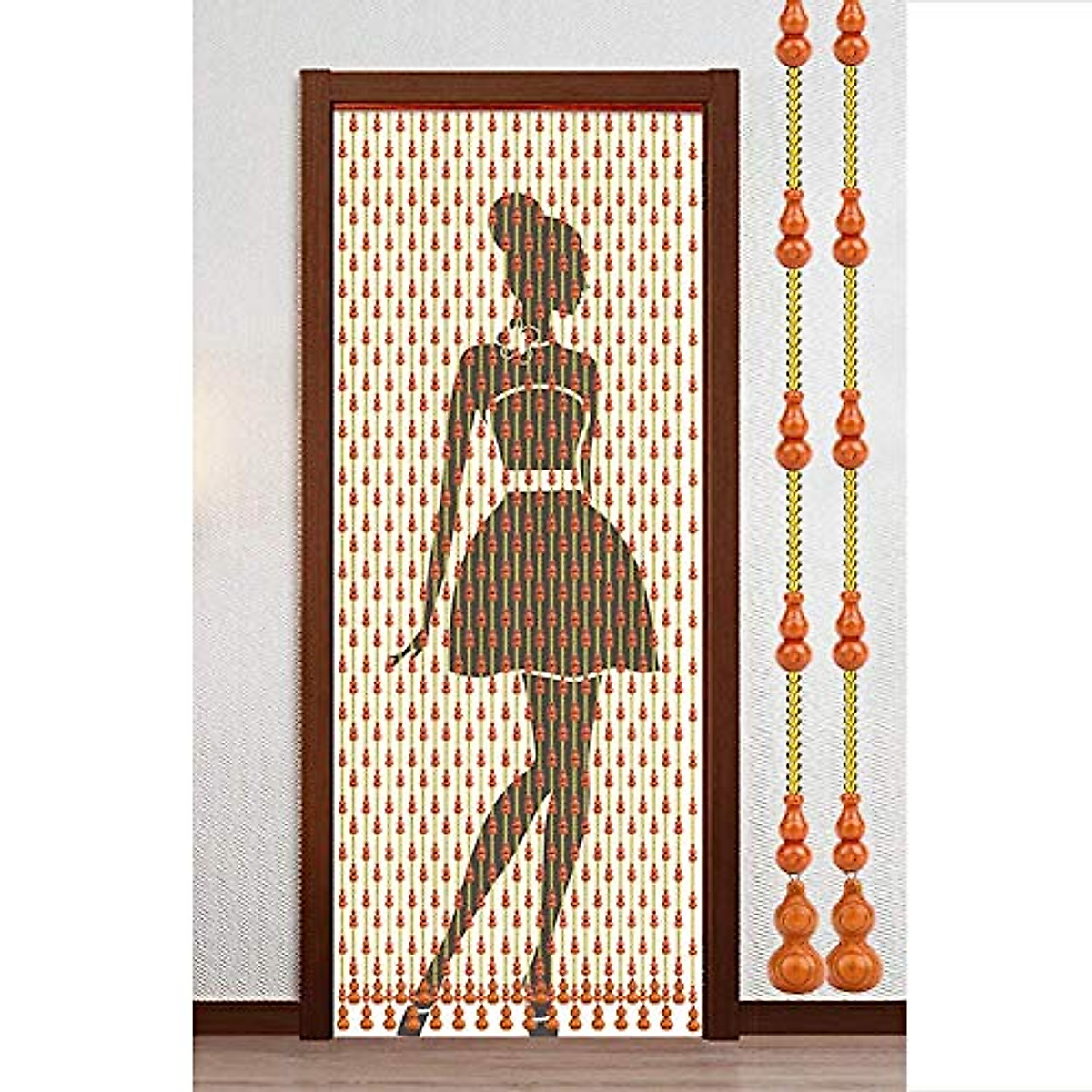 OKUOKA 31 Strands Beaded Door Curtains for Doorways Wood Bead String Curtain for Room Dividers Home Entrance Restaurant Retro Screen Handmade, Customizable (Size : 1.0x1.92m)